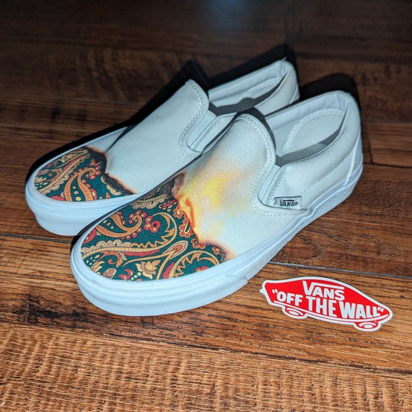 Vans | Shoes | New Womens Vans Classic Slipon Big Reveal Flame Fire ...